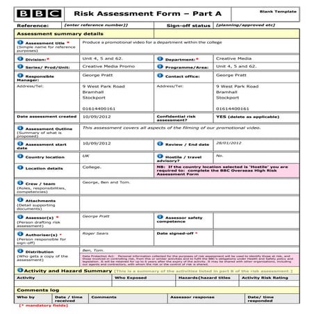 Risk assessment task 1 | DOC