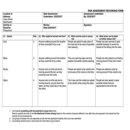 Risk assessment template | DOC