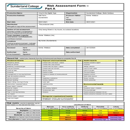 Risk assessment template | DOC | First Aid | Injuries