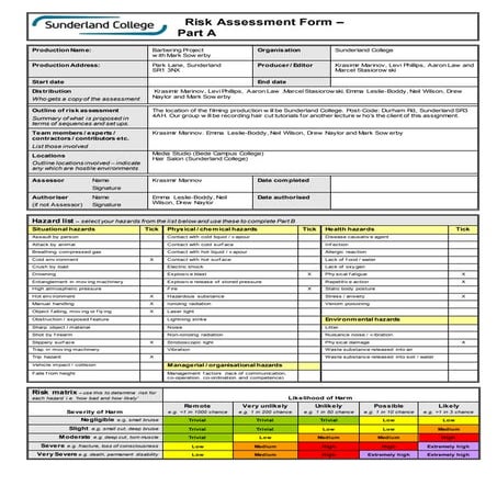Risk assessment template completed | PDF
