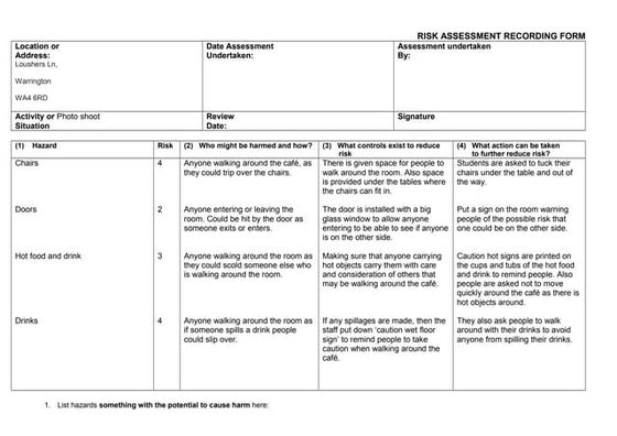 Risk assessment template sports hall | DOC | Sports