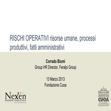 Rischi operativi: risorse umane, processi produttivi, fatti ...