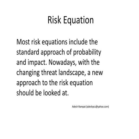 Risk Equation | PPT