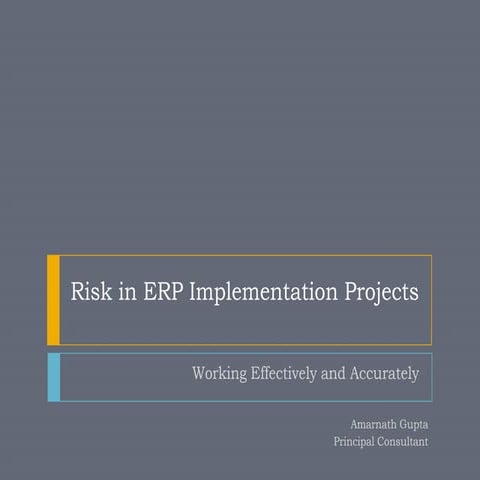Risk In Erp Implementation Projects | PPTX
