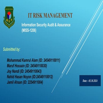 Risk management for ICT Technology Dept. | PDF