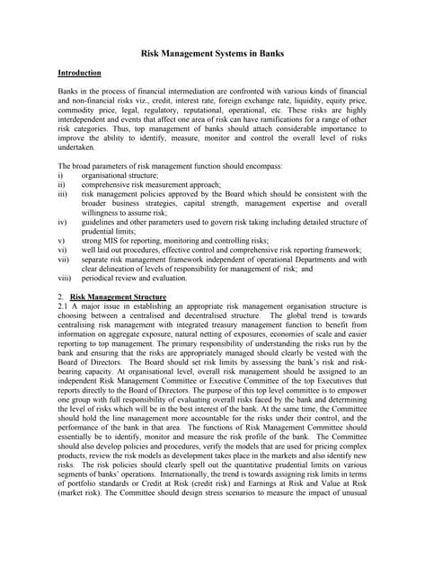 RBI guidelines for risk managment | PPT