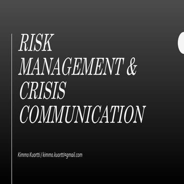 Risk management and Crisis Communication | PPTX