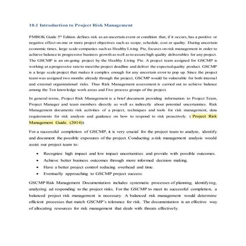 Project Risk management | DOCX | Business | Business and Finance