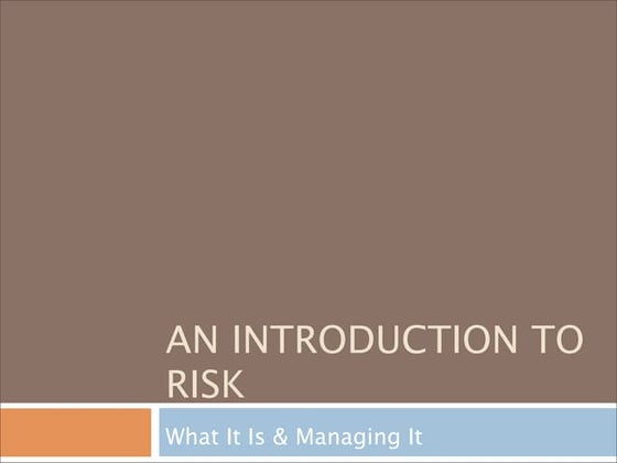 Risk Management 101 | PPTX | Business and Finance