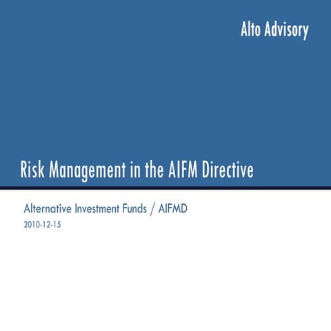 Risk Management in the AIFM Directive | PDF | Stocks and Bonds ...