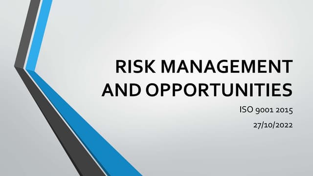 Risk opportunity analysis ISO 9001:2015 | PPTX