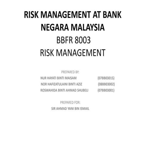 Risk management at bank negara malaysia slide | PPTX