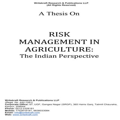 Risk management in agriculture [www.writekraft.com] | PDF