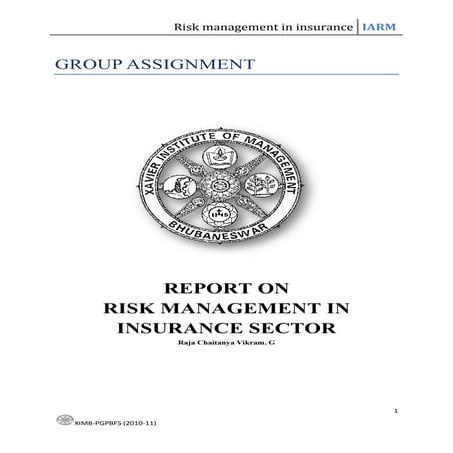 Risk management in insurance sector | PDF