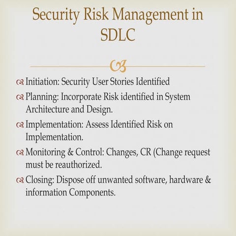 Security and Risk management in SDLC Software development Life cycle | PPTX