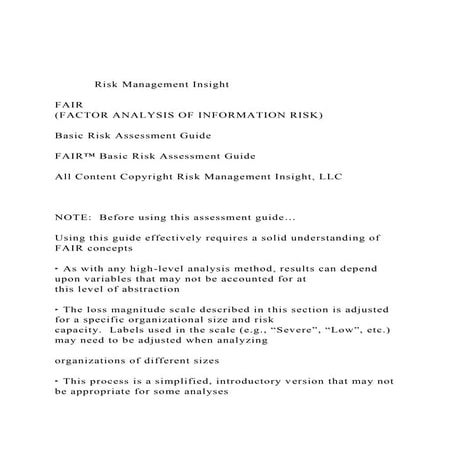 Risk Management Insight FAIR(FACTOR AN.docx | Business | Business and Finance