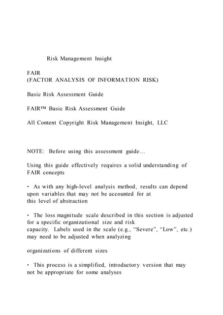 Risk Management Insight FAIR(FACTOR AN.docx | Business | Business and ...