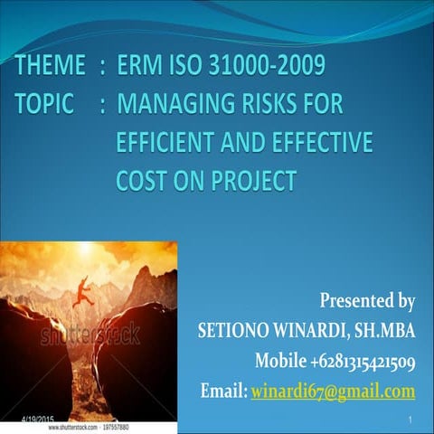 Risk management iso 31000 2009 for project | PDF