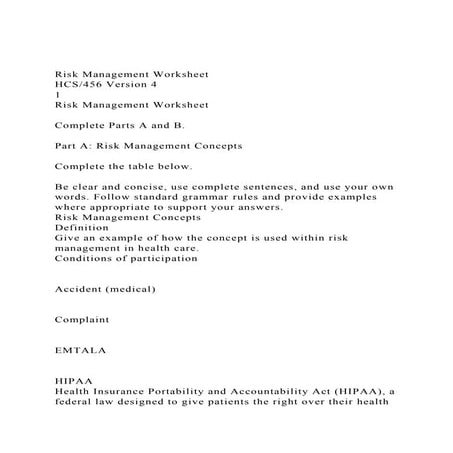 Risk Management WorksheetHCS456 Version 41Risk Management.docx