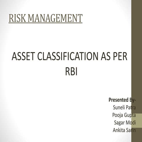 Asset Classification as per RBI,& Non performing assets | PPTX