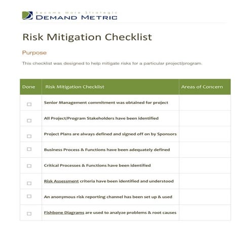 Risk Mitigation Checklist | DOC