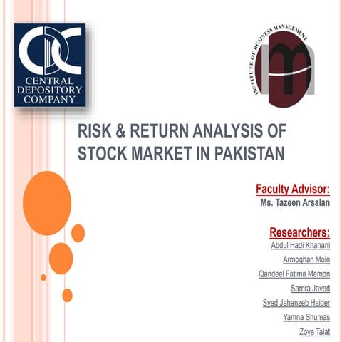 Risk & Return Analysis - Stock Market in Pakistan | PPT