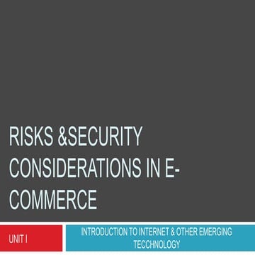 Risks & secutiry in e commerce | PPTX