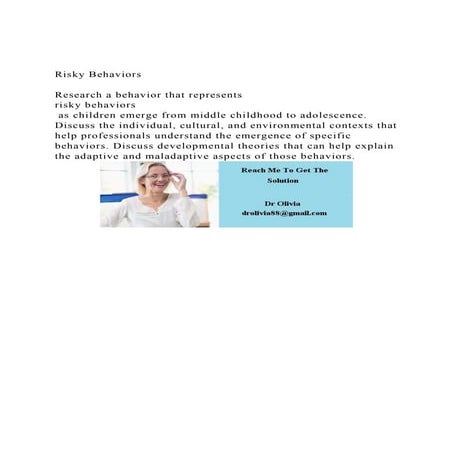 Risky BehaviorsResearch a behavior that represents risky b.docx