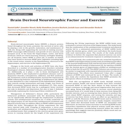 Brain Derived Neurotrophic Factor and Exercise_Crimson Publishers | PDF | Brain and Nervous ...