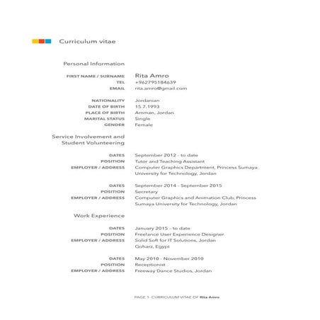 Rita amro - CV | PDF