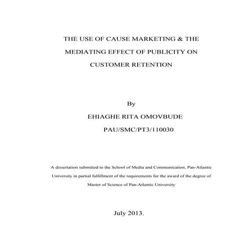 Dissertation on the Use of Cause Marketing | PDF