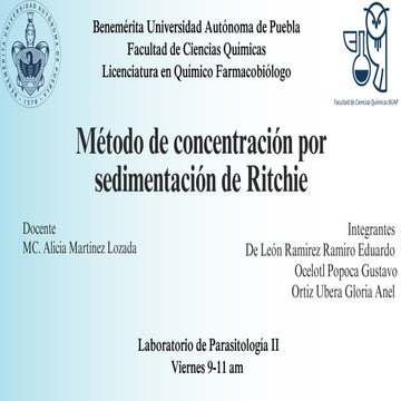 Metodo de Ritchi laboratorio de parasitologia | PDF