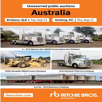 Ritchie Bros Auctioneers - Upcoming Australian Auctions Brochure | PDF