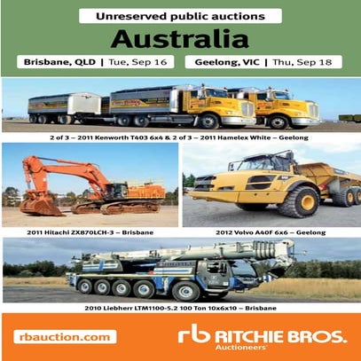 Ritchie Bros Auctioneers - Upcoming Australian Auctions Brochure | PDF