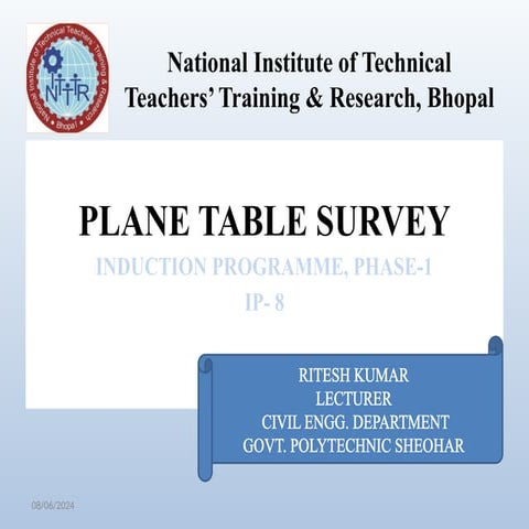 Plane table survey overview instrument used in pts | PPTX