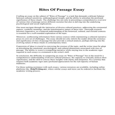 Rites Of Passage Essay | PDF