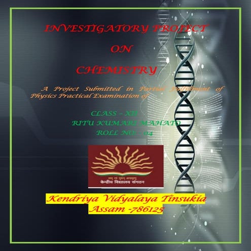 Chemistry Investigatory Project Cover Page