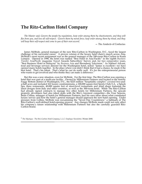 Ritz carlton credo | DOC | Hotels and Motels | Travel Type