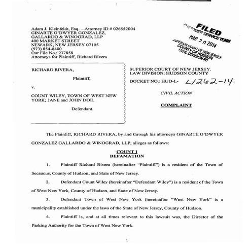 Ritchie Rivera vs Count Wiley lawsuit | PDF
