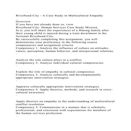 Riverbend City - A Case Study in Multicultural Empathy.Overview.docx