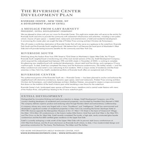 Riverside center-south-nyc | PDF | Developmental Sites | Real Estate