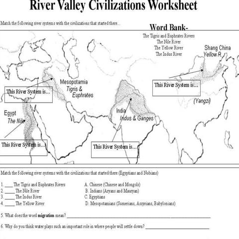 River valley civilizations worksheet | PPTX | Board Games and Puzzles ...