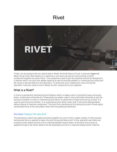 Rivet joints, methods of riveting, types | PPTX | Woodworking | Arts ...