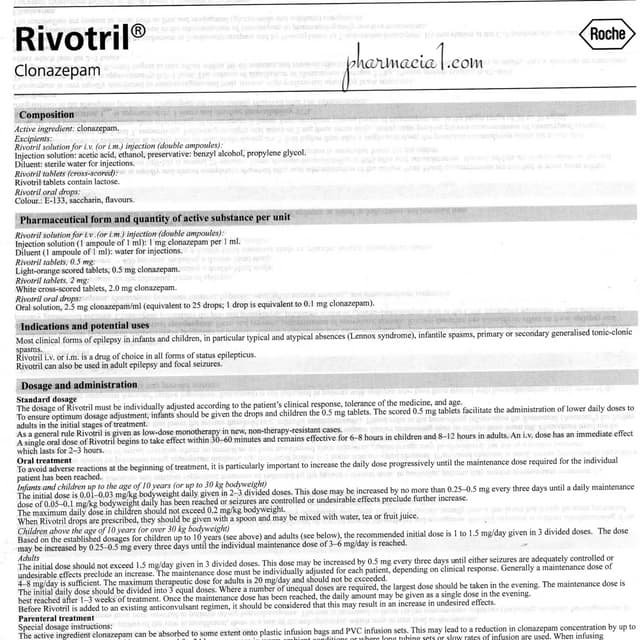 Rivotril clonazepam | PDF