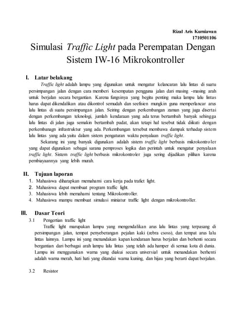 Traffic Light Miniature Menggunakan Microcontroller Atmega16 | PPT