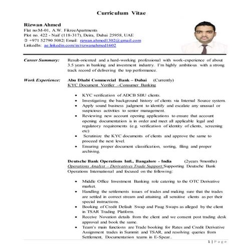 Rizwan ahmed cv adcb | DOCX