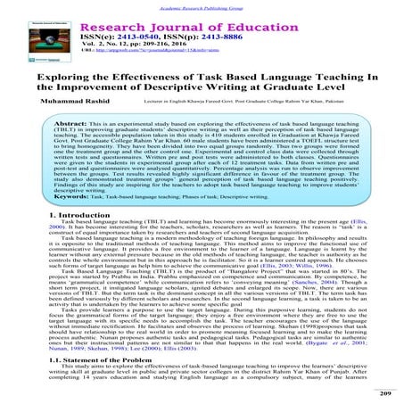 Exploring the Effectiveness of Task Based Language Teaching In the ...