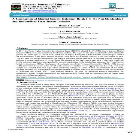 A Comparison of Student Success Outcomes Related to the Non ...