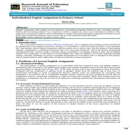 Individualized English Assignment in Primary School | PDF