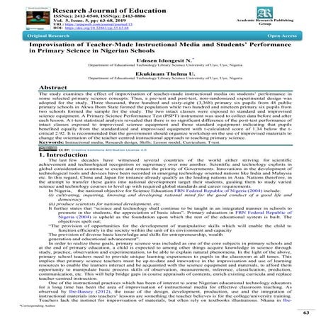 Improvisation of Teacher-Made Instructional Media and Students ...